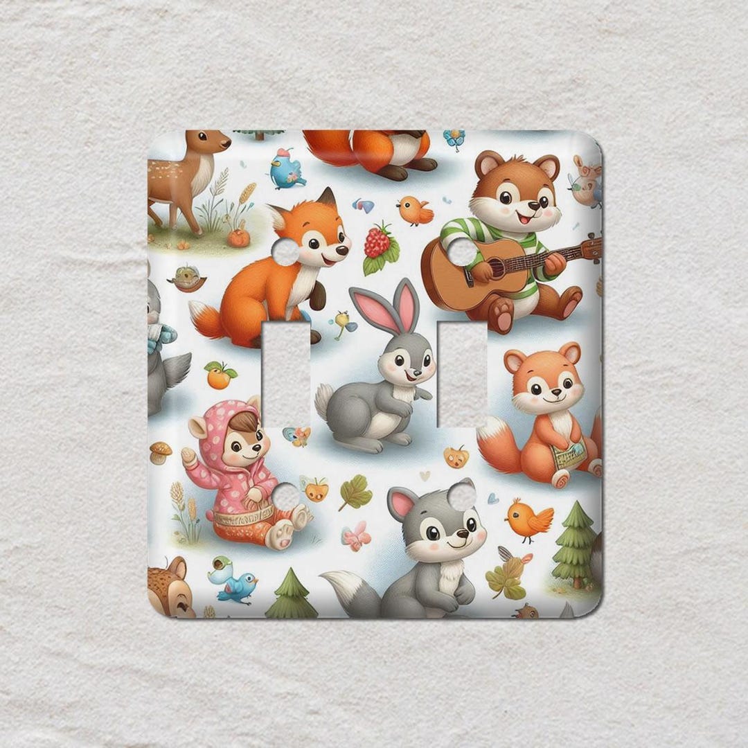 Woodland Animals Metal Light Switch Cover, Oversized Wall Plates, UL ...