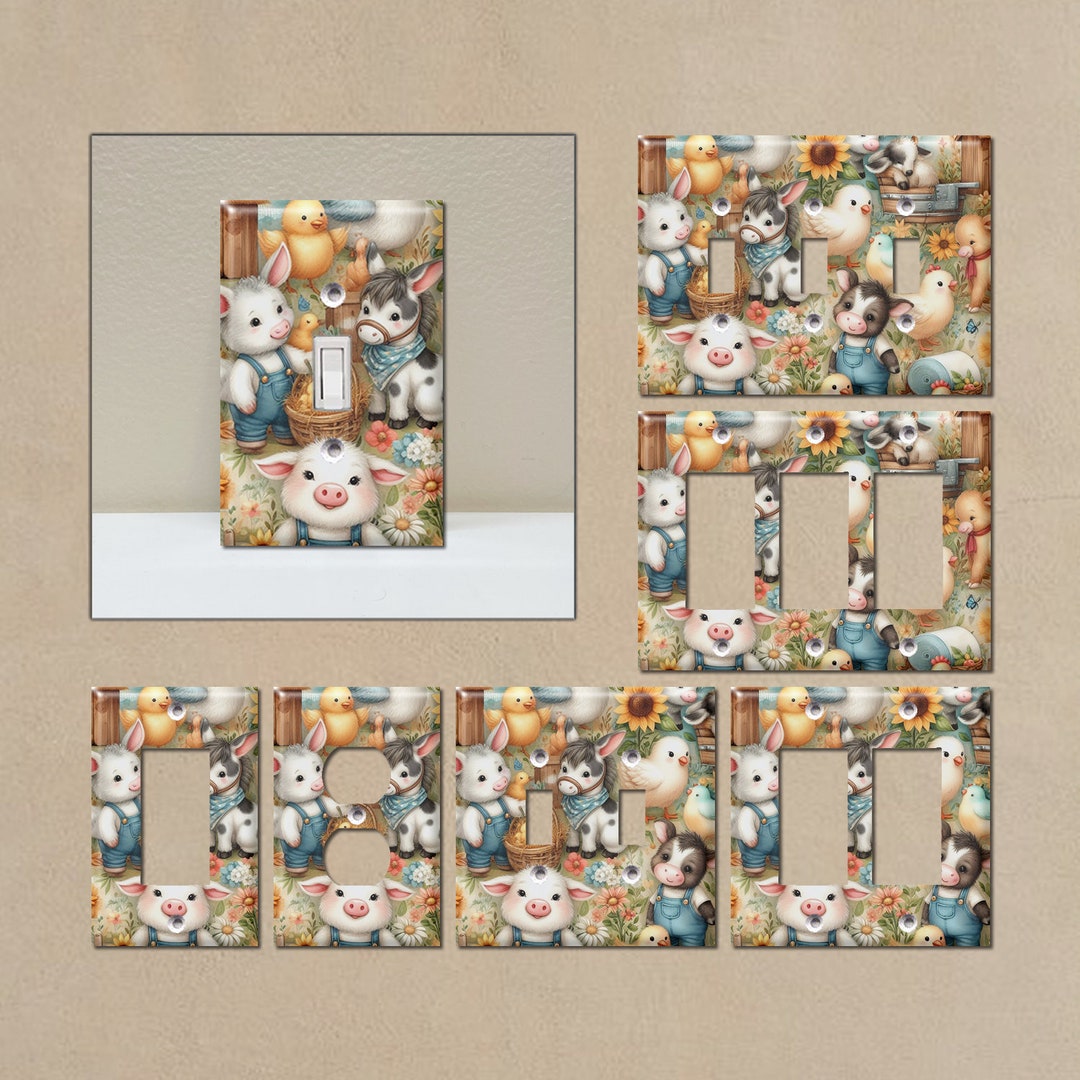 Cute Baby Farm Animals Light Switch Covers, Wall Plate Covers, Light ...