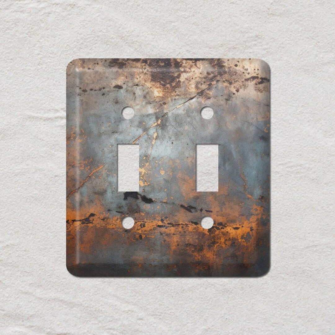 Faux Rusted Texture Metal Light Switch Cover, Oversized Wall Plates, UL ...