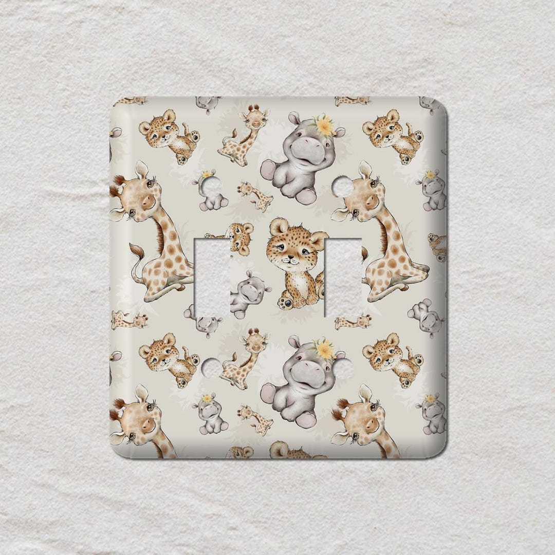 Jungle Animal Babies Light Switch Cover, Oversized Wall Plate, Outlet ...