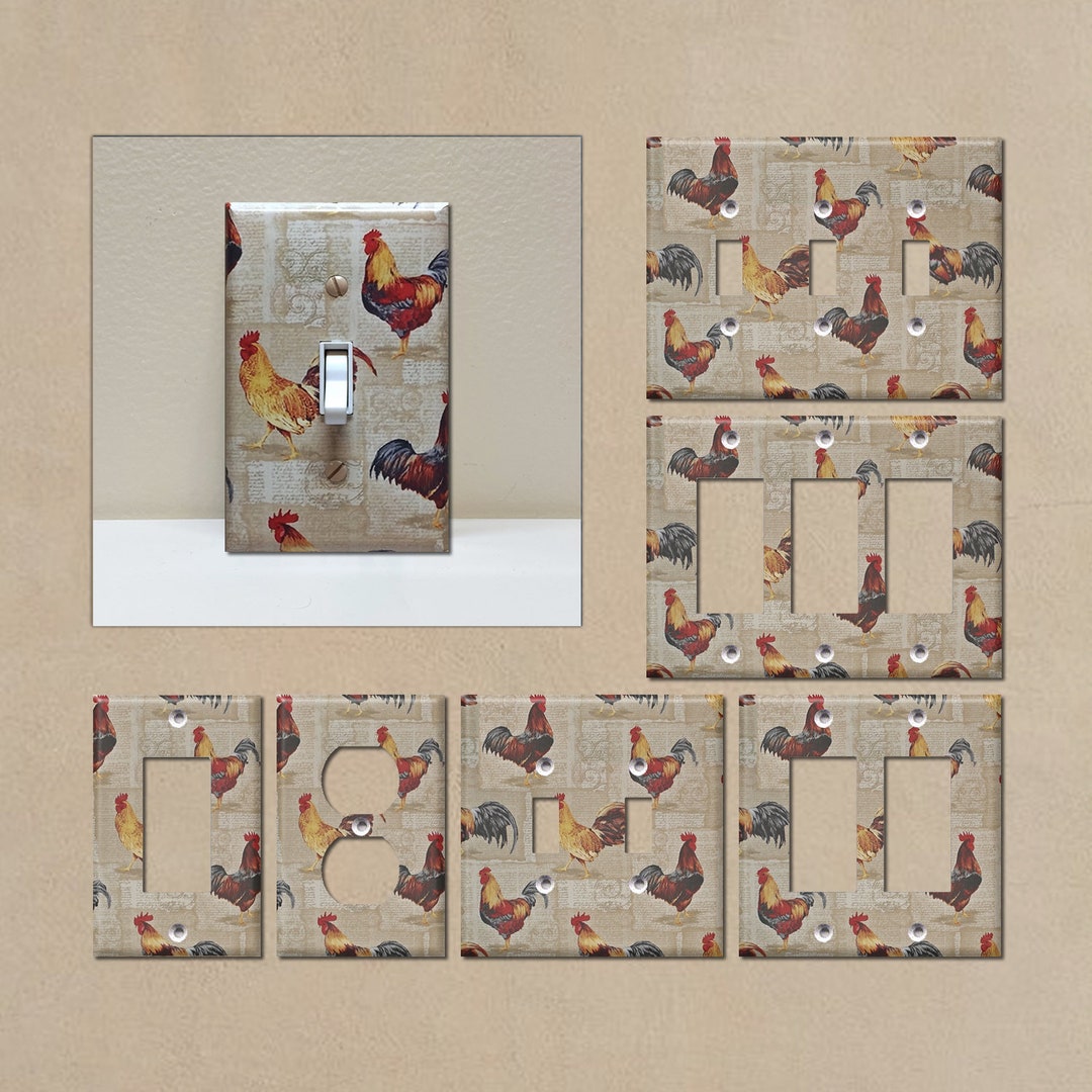 Roosters 4 Rooster Light Switch Covers, Wall Plate Covers, Light Switch ...