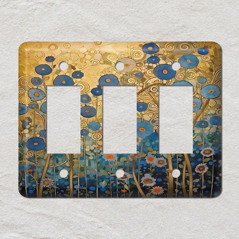 Blue Gold Flowers Gustav Klimt, Art Nouveau, Light Switch Cover ...