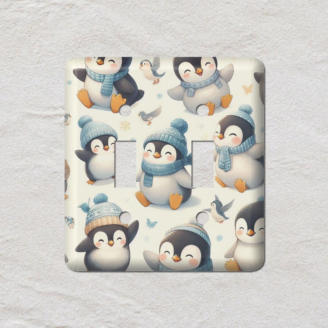 Cute Penguins Metal Light Switch Cover, Oversized Wall Plates, UL ...