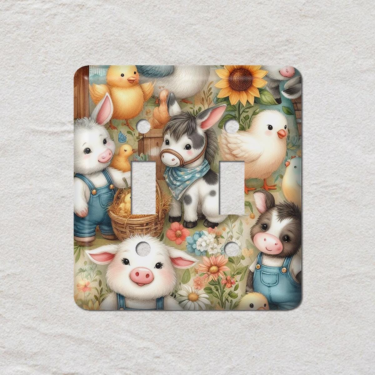 Cute Baby Farm Animals Metal Light Switch Cover, Oversized Wall Plates ...