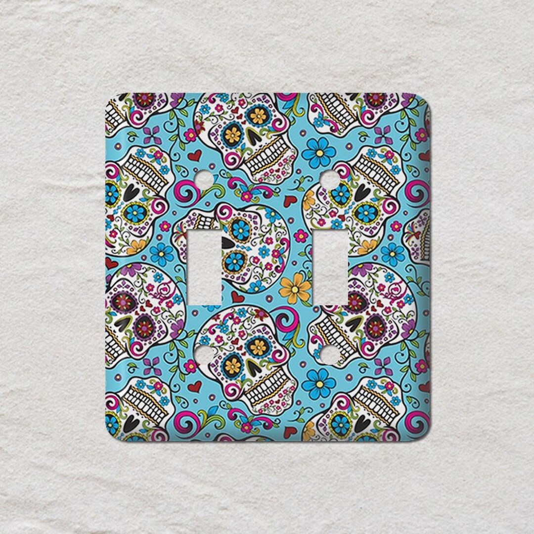Sugar Skulls Metal Light Switch Cover, Oversized Wall Plates, UL Listed ...