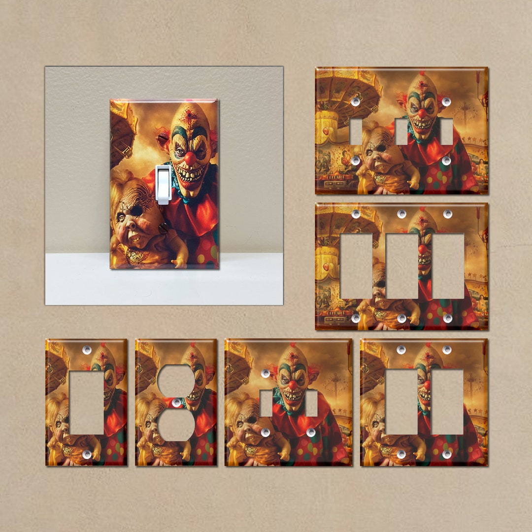 Evil Scary Clown Light Switch Covers, Wall Plate Covers, Light Switch ...