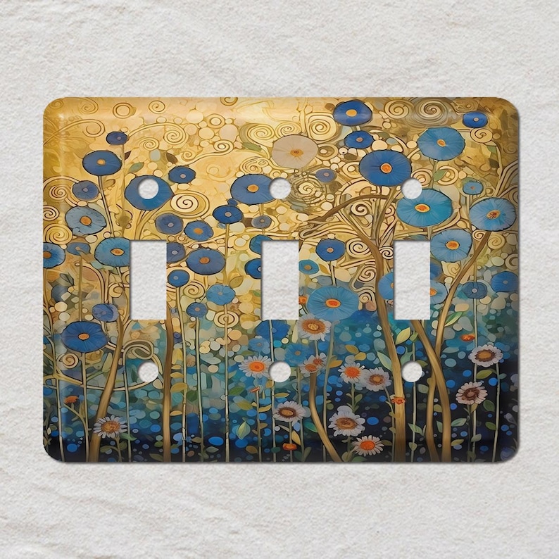 Blue Gold Flowers Gustav Klimt, Art Nouveau, Light Switch Cover ...