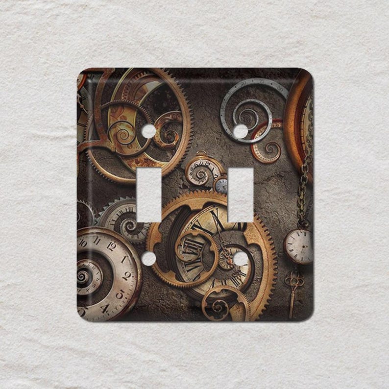 Steampunk Gears Pattern Metal Light Switch Cover, Oversized Wall Plates ...