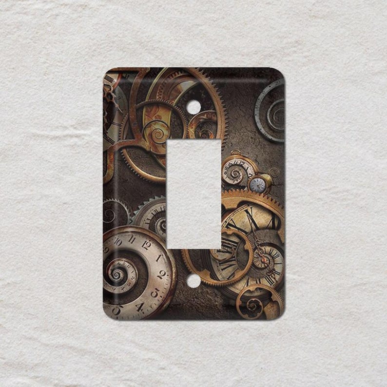 Steampunk Gears Pattern Metal Light Switch Cover, Oversized Wall Plates ...