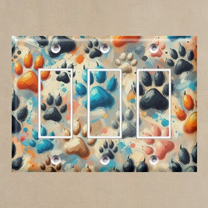 Colorful Paw Prints Light Switch Covers, Wall Plate Covers, Light ...