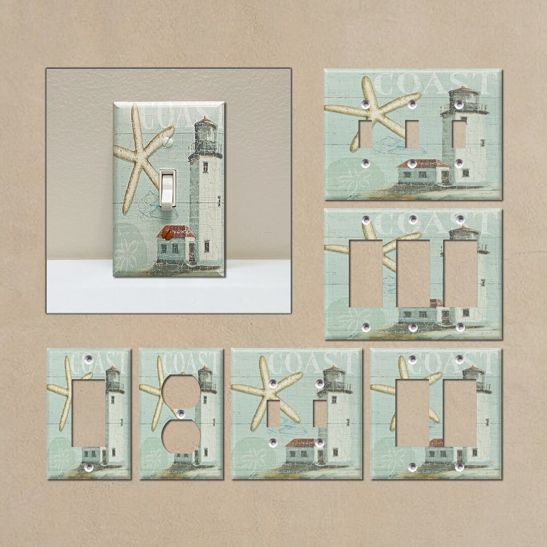 Lighthouse and Starfish Light Switch Covers, Wall Plate Covers, Light ...