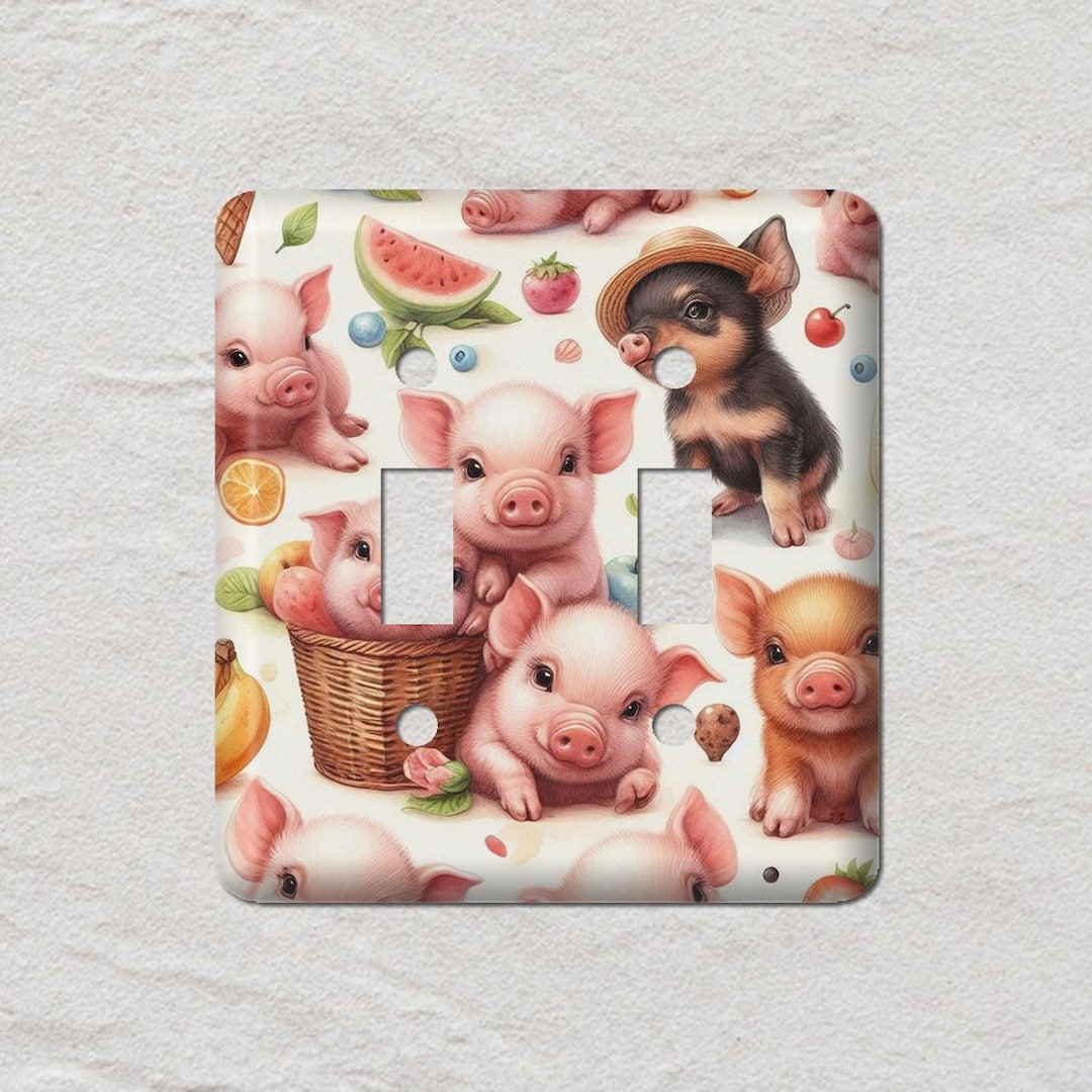 Cute Baby Pigs Metal Light Switch Cover, Oversized Wall Plates, UL ...