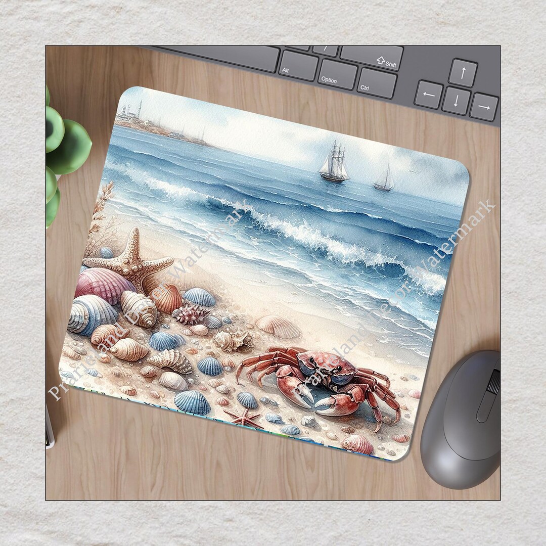 Mouse Pad, Sea Shells and Crab Mouse Mat, MARINE007 - Etsy