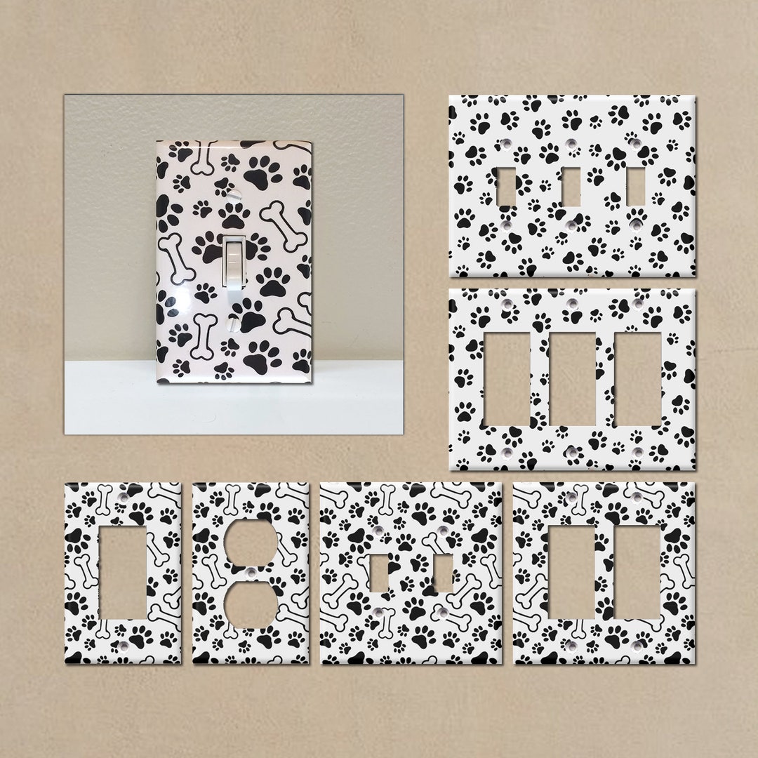 Paw Prints and Bone Light Switch Covers, Wall Plate Covers, Light ...
