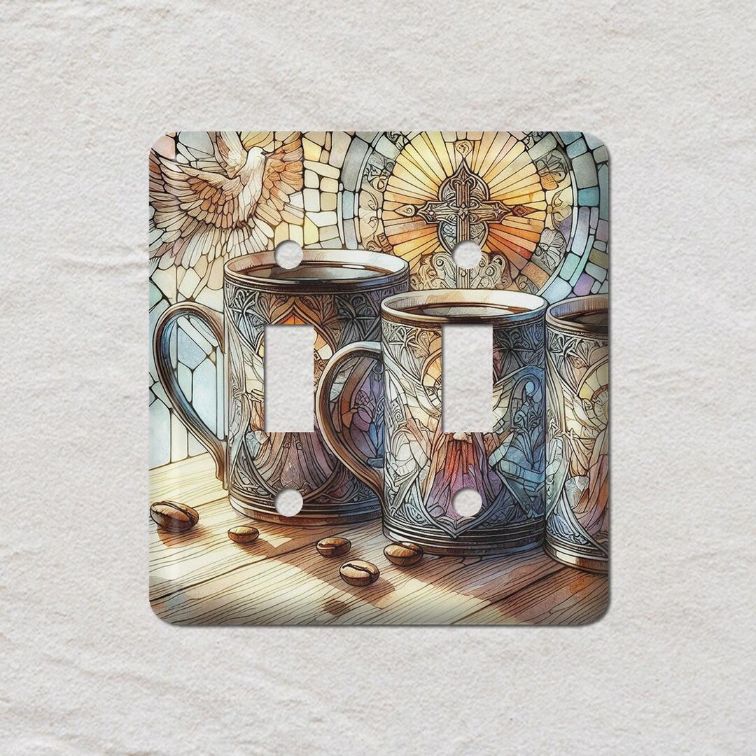 Stained Glass Pattern Coffee Mugs Metal Light Switch Cover, Oversized ...