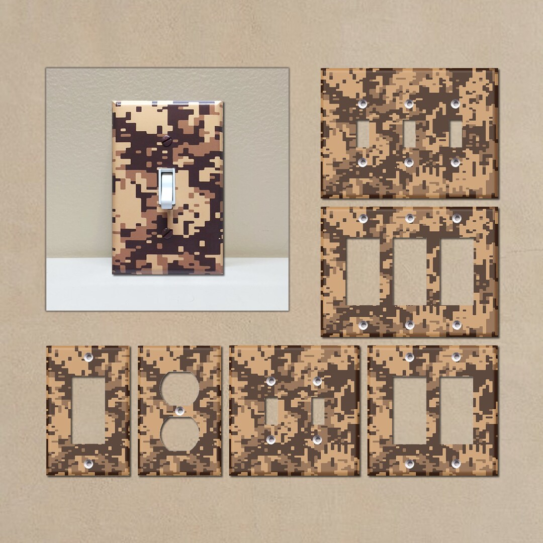 Camouflage Pixelated Brown Digital Camo Light Switch Covers, Wall Plate ...