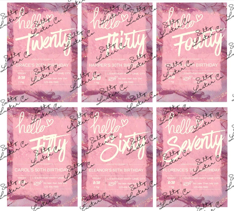 Elegance in Every Decade: Pink Watercolor & Golden Glow Milestone ...