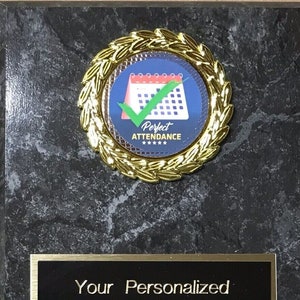 Perfect Attendance Award Plaque Personalized Free - Etsy