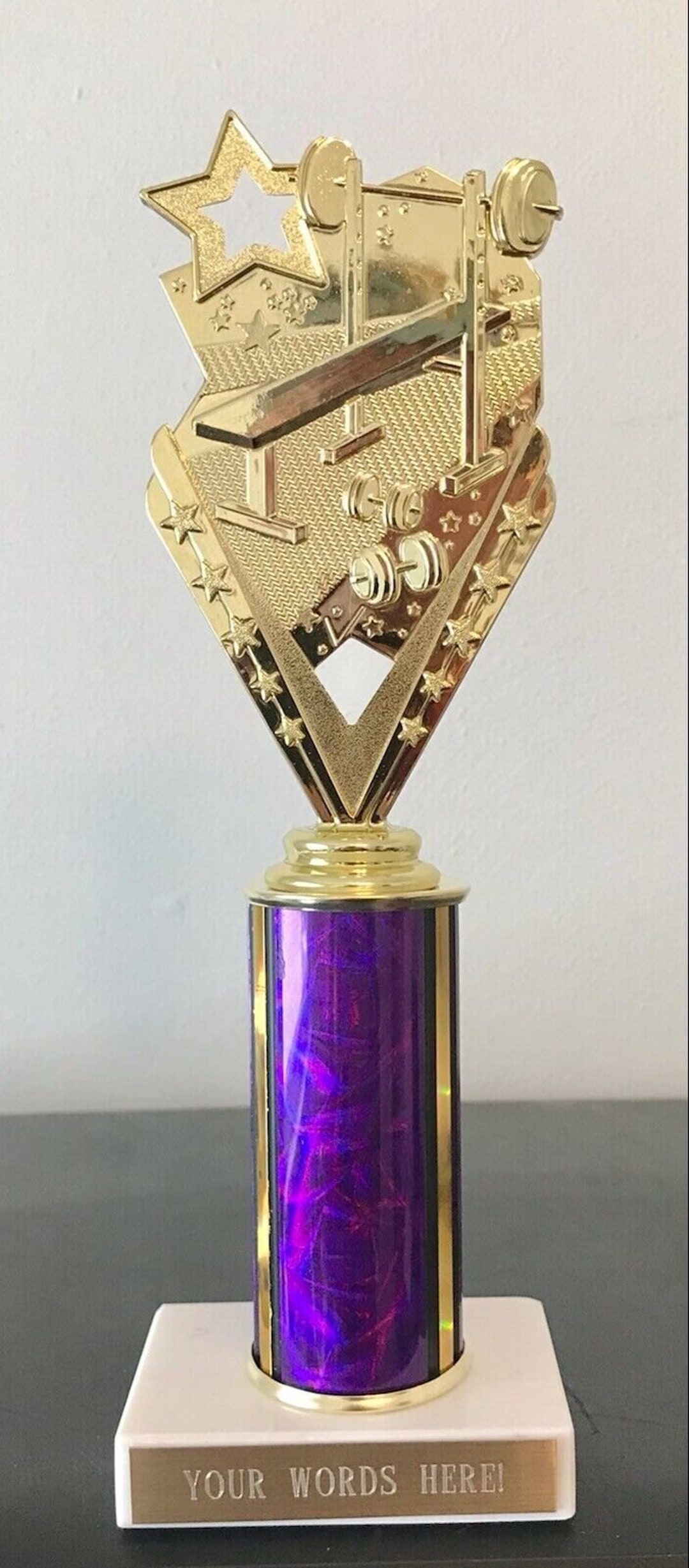 10.5" Weightlifting Trophy Personalized Free - Etsy