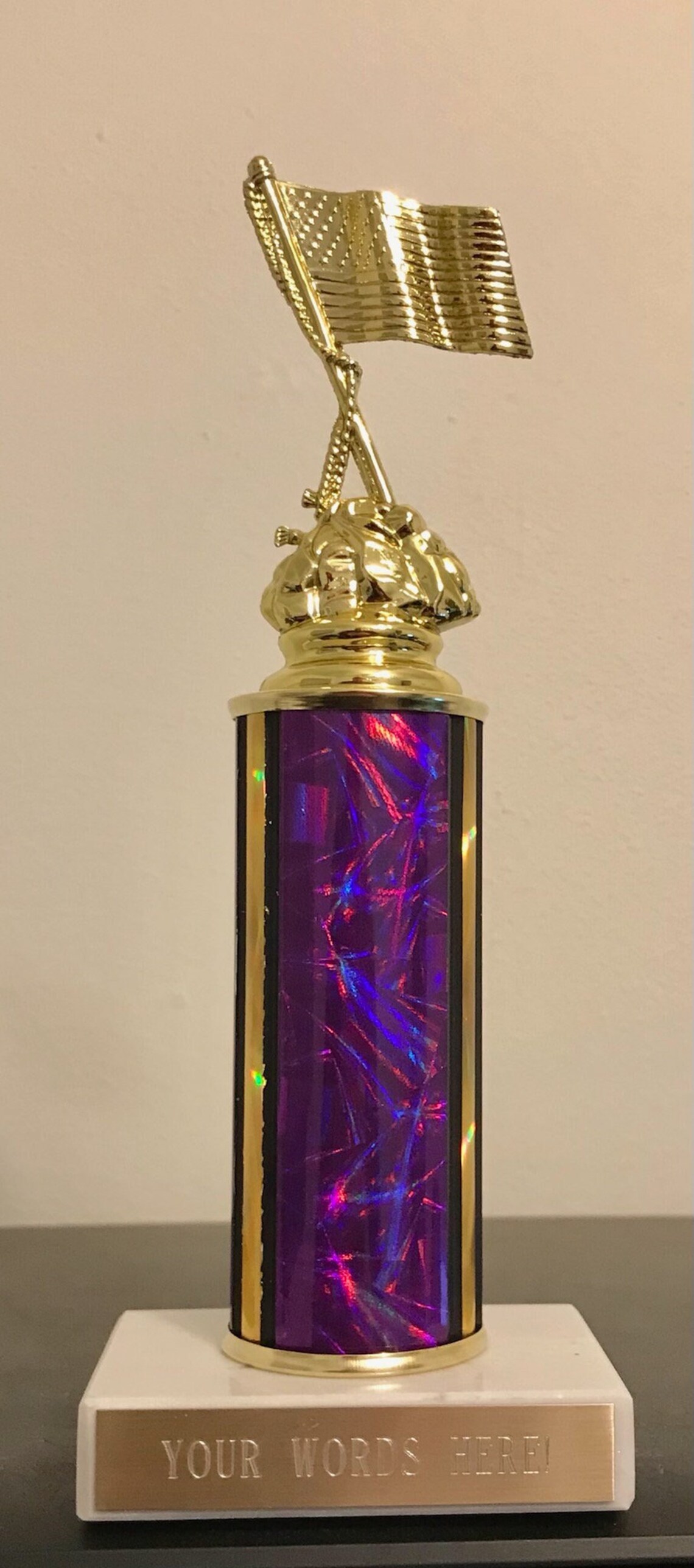 9.25" American Flag Trophy Personalized Free - Etsy