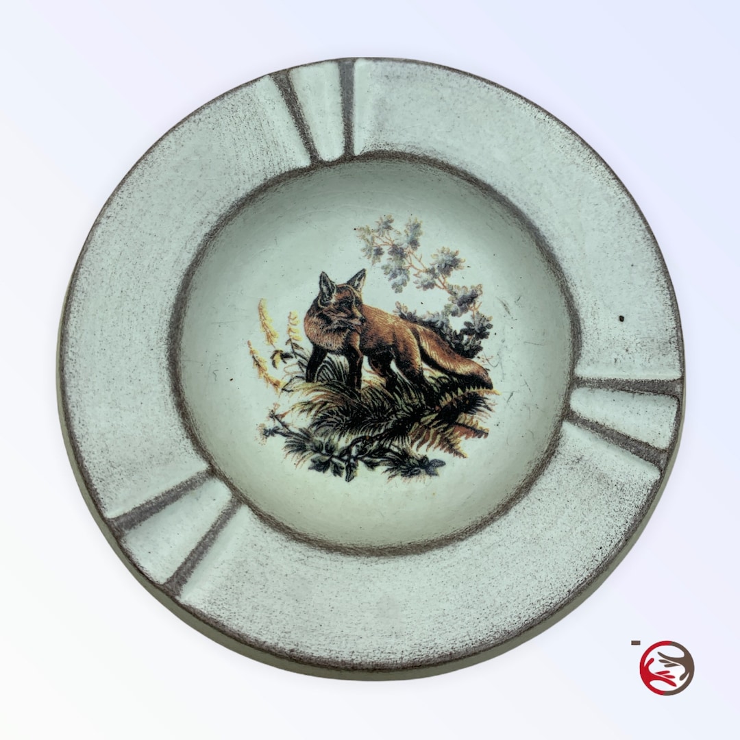 Ashtray With Ceramic Fox Design Hunting Hunter - Etsy