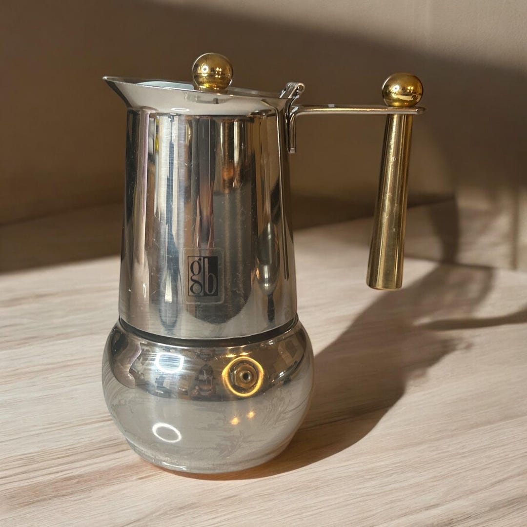 Vintage Italian Espresso Coffee Maker Kitty Gold Design GB Guido Bergna ...