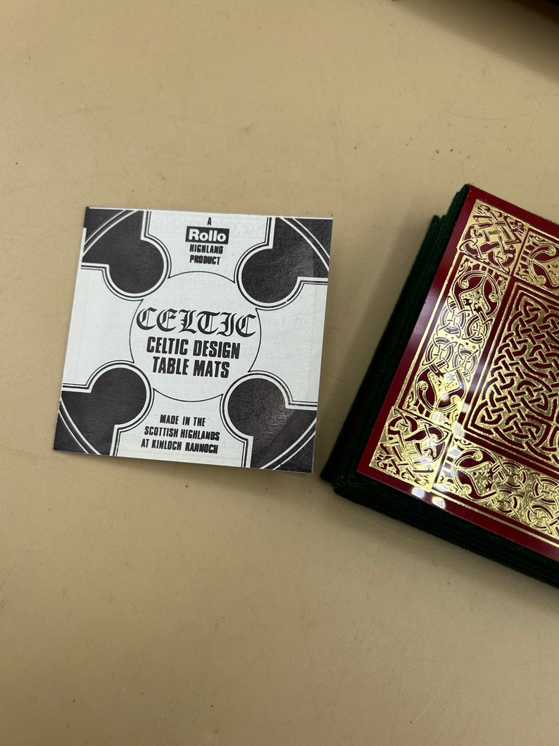 6-pc Celtic Design Placemats by Rollo of Scotland Gold on Red, Green ...