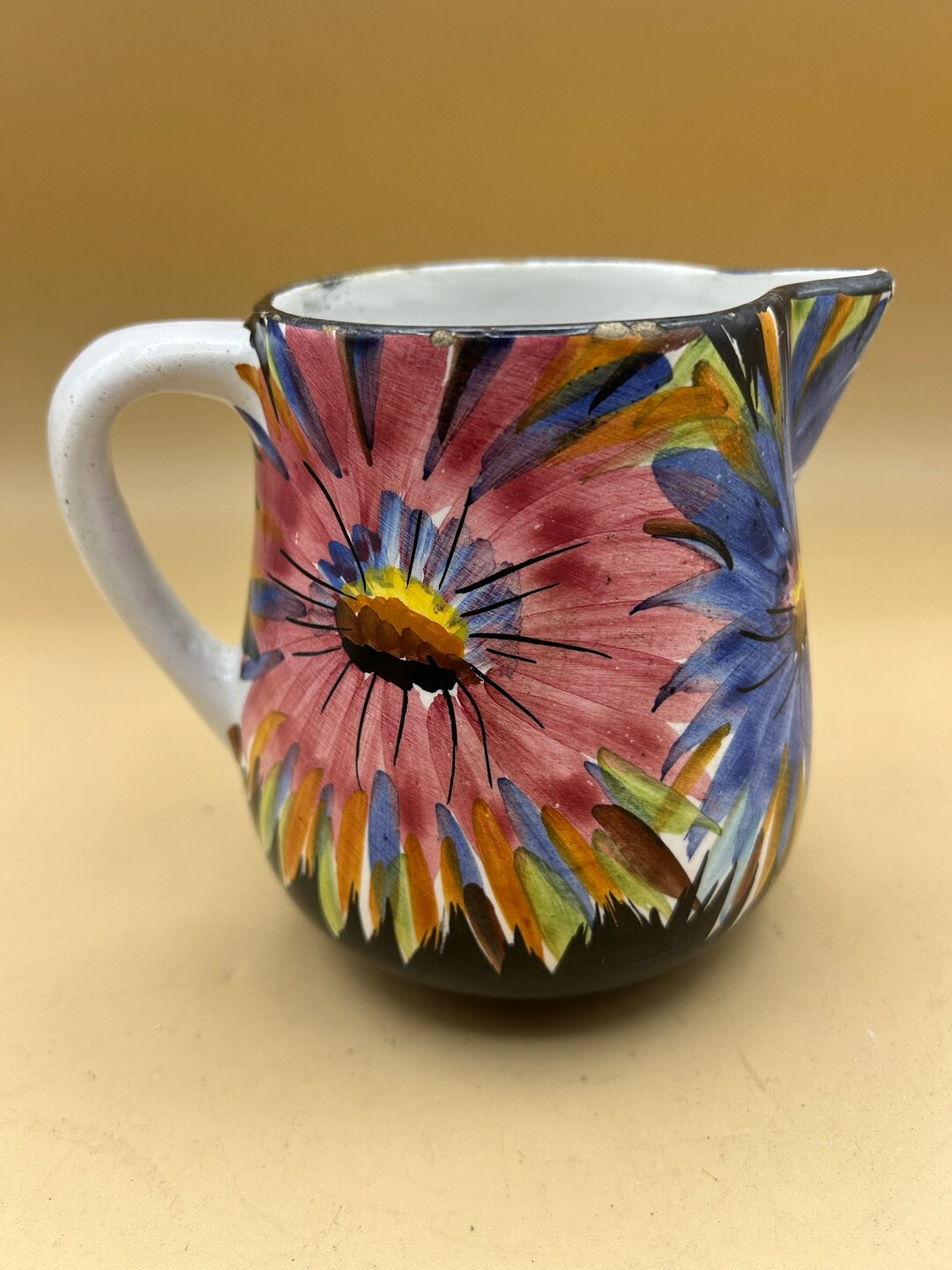 Handmade Jug Painted With Ceramic Flowers - Etsy