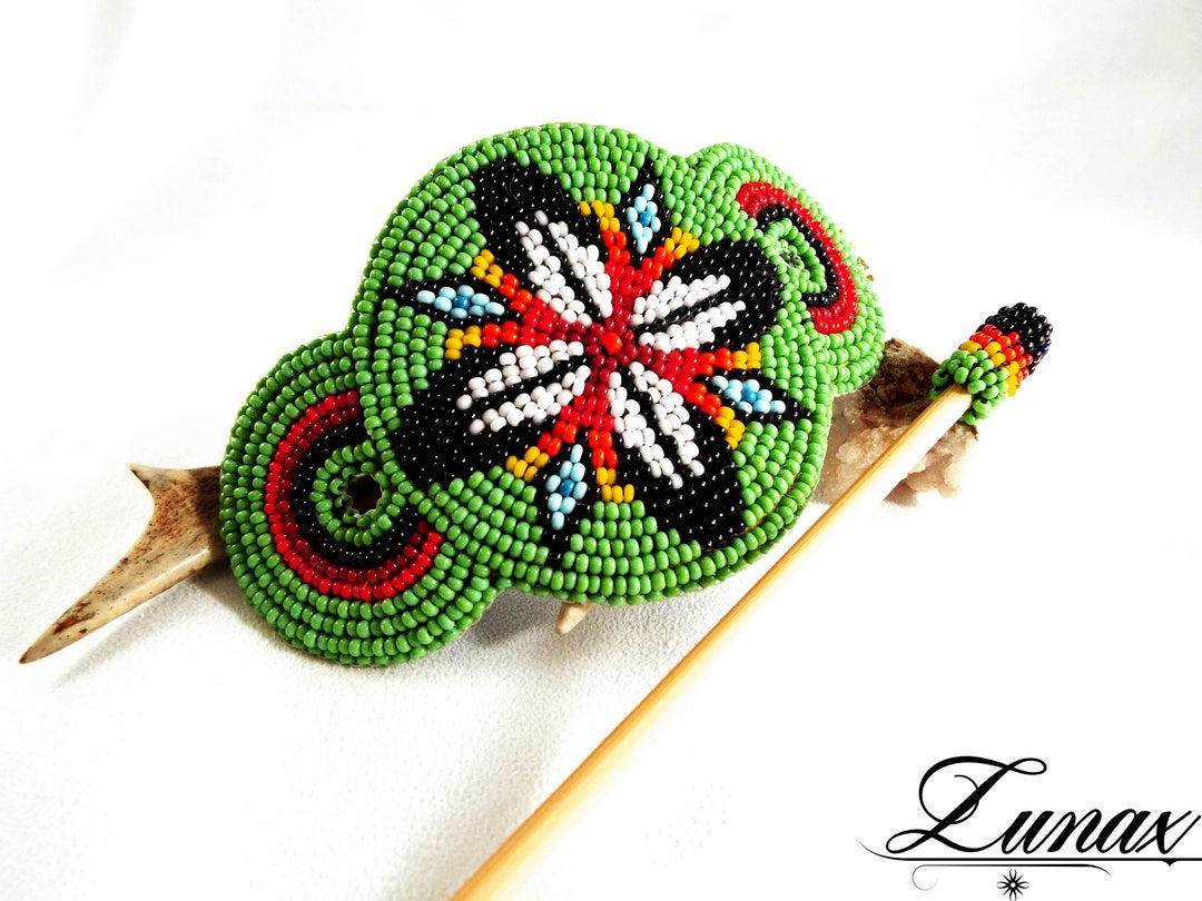 Unique Green Hair Clip With Feather Motif in Native American Style ...