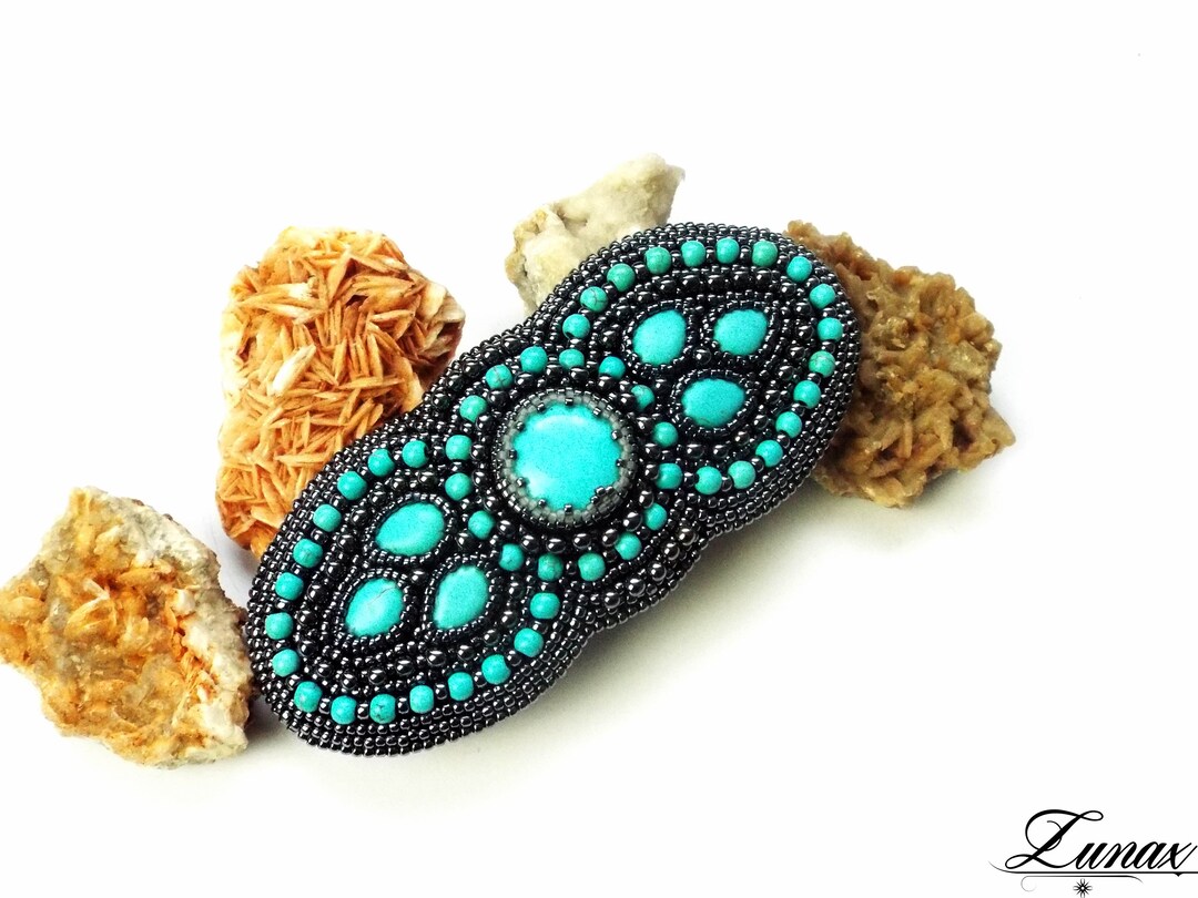 Handmade Turquoise Hair Clip – Beaded Hair Accessory - Etsy