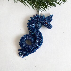 Magical Blue Dragon Pendant With Agate Egg - Whimsical Gift for Dragon ...