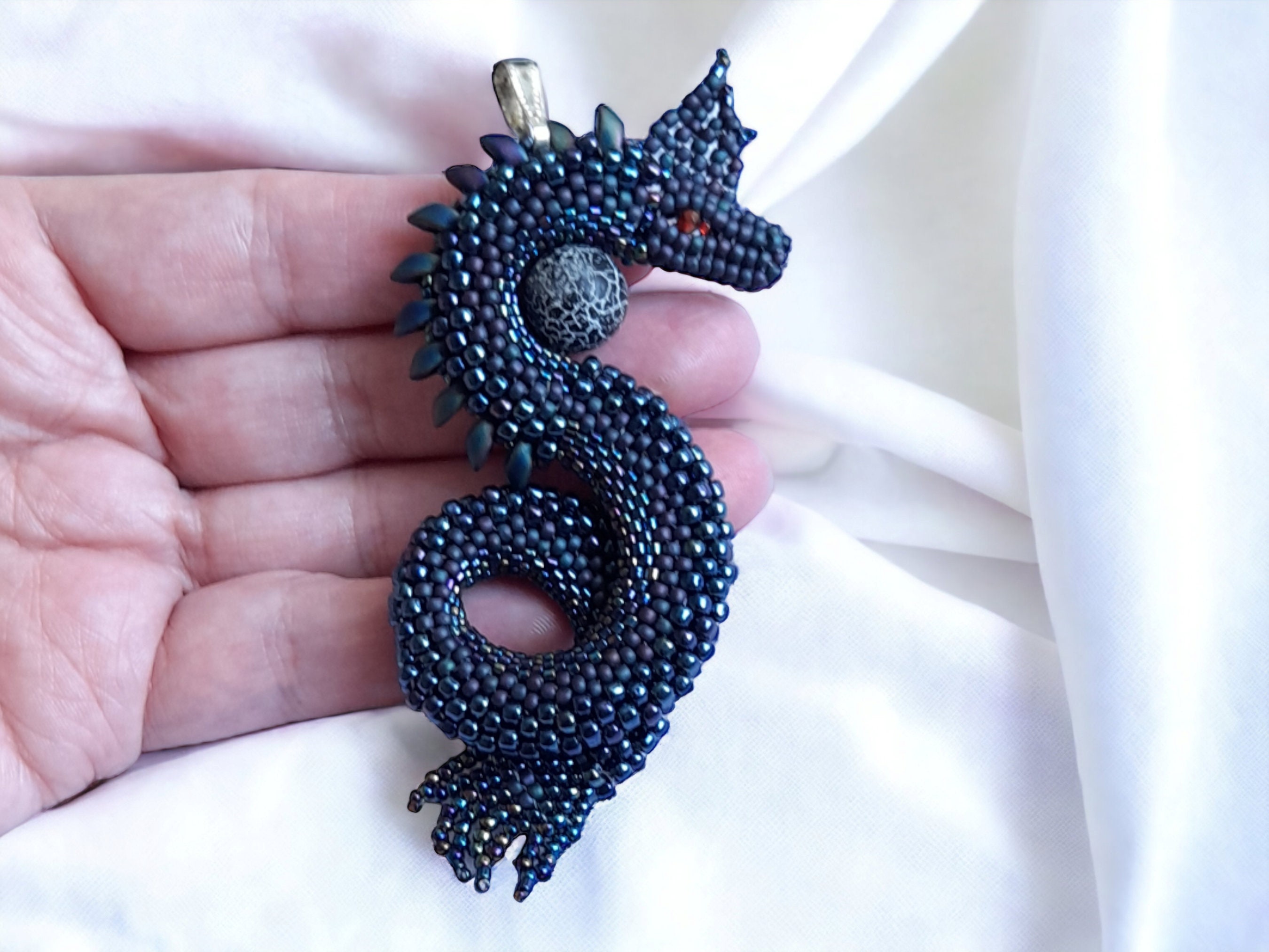 Magical Blue Dragon Pendant With Agate Egg Whimsical Gift for Dragon ...