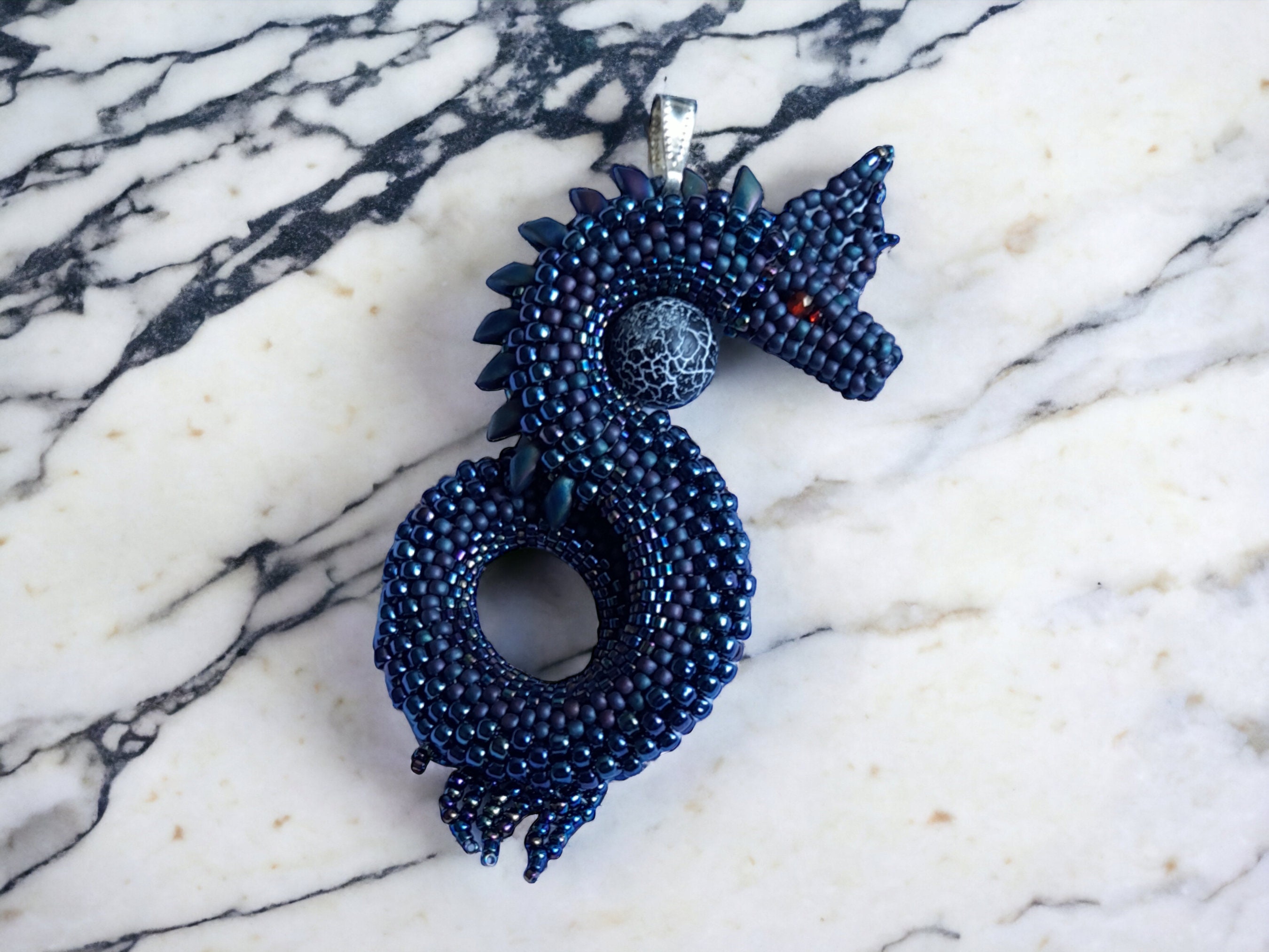 Magical Blue Dragon Pendant With Agate Egg Whimsical Gift - Etsy