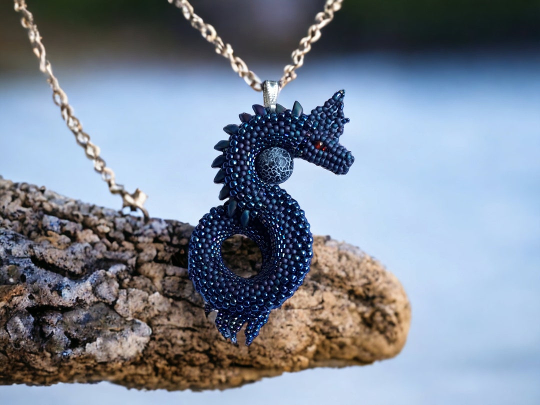 Magical Blue Dragon Pendant With Agate Egg - Whimsical Gift for Dragon ...