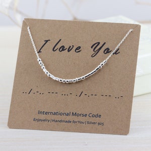 I Love You Morse Code Necklace, Sterling Silver Rose Gold, Je T’aime - Etsy