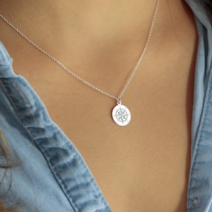 Sterling Silver Compass Necklace With Personalized - Etsy