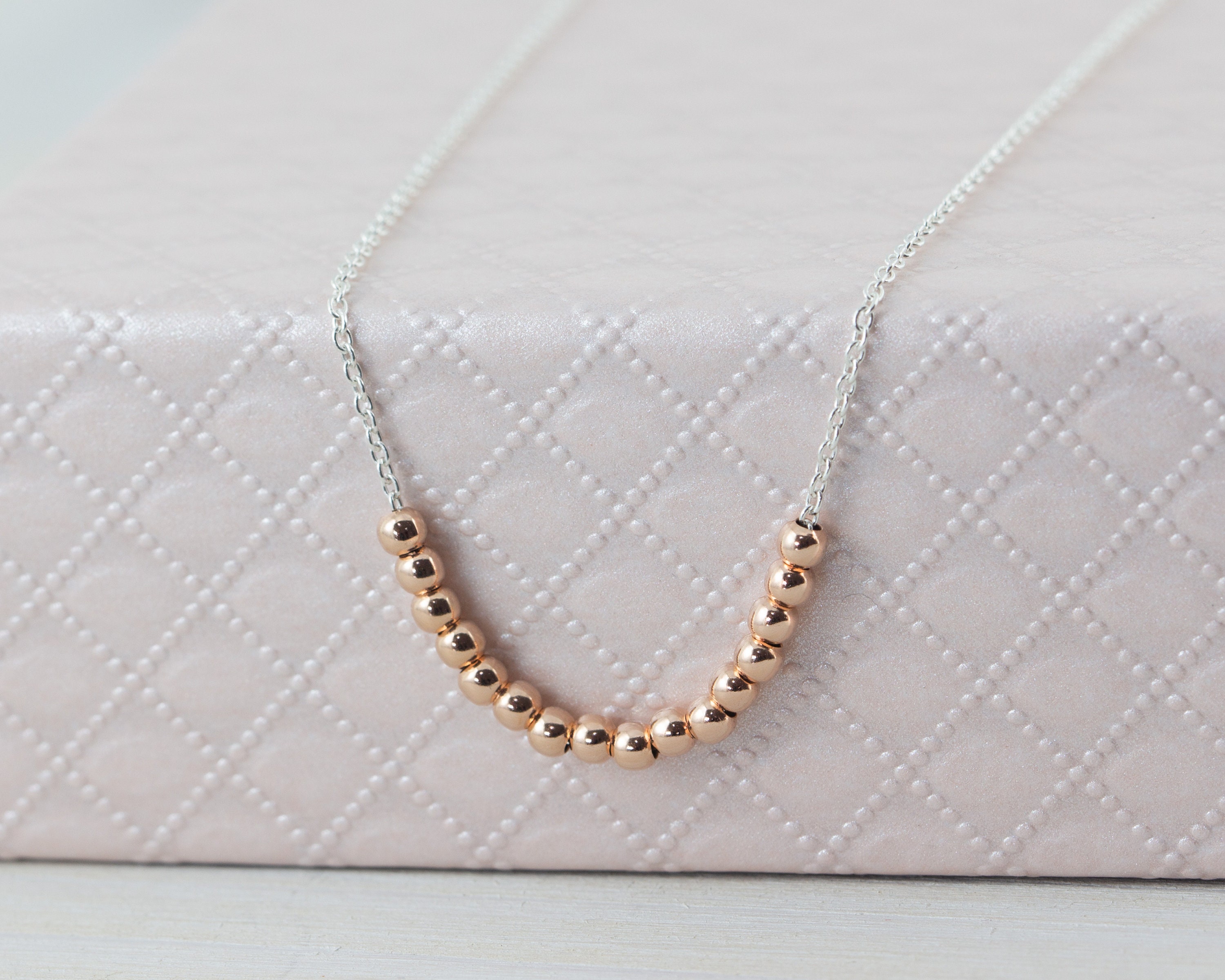 Sweet 16 Gift Rose Gold Beaded Necklace Dainty 16th Birthday - Etsy