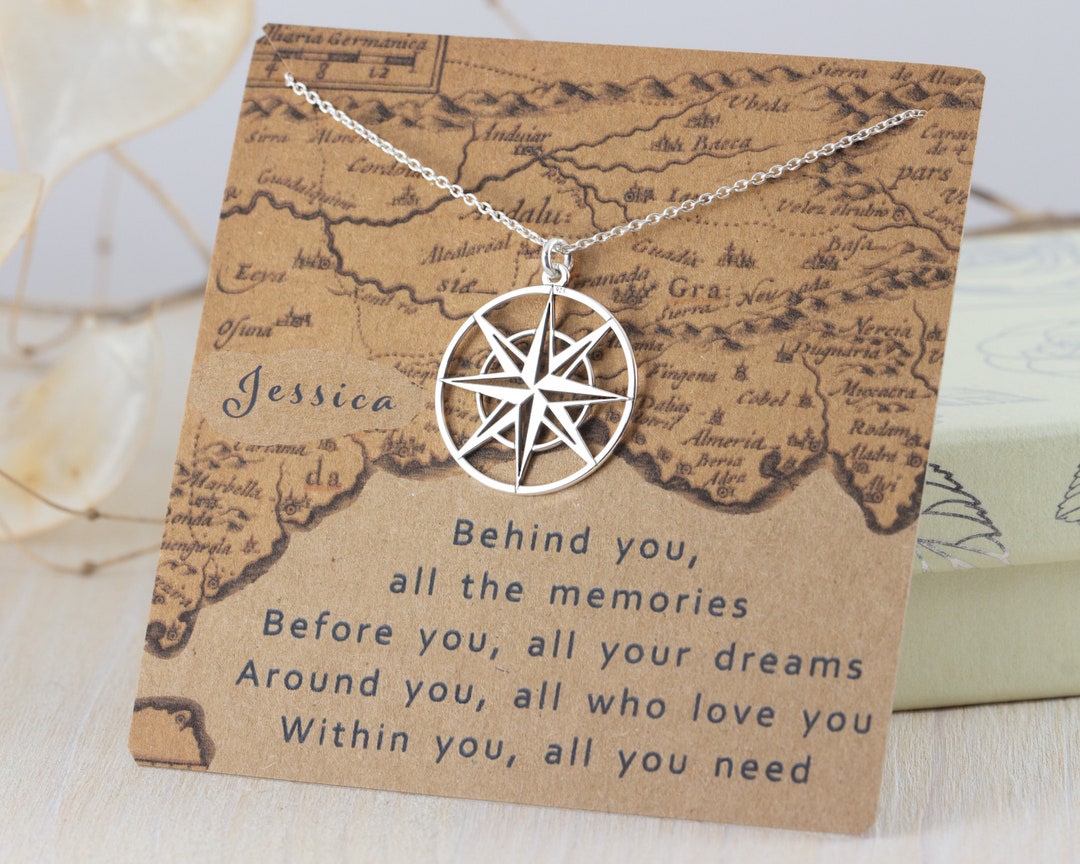Compass Necklace, Graduation Gift Necklace With Compass Rose Charm ...