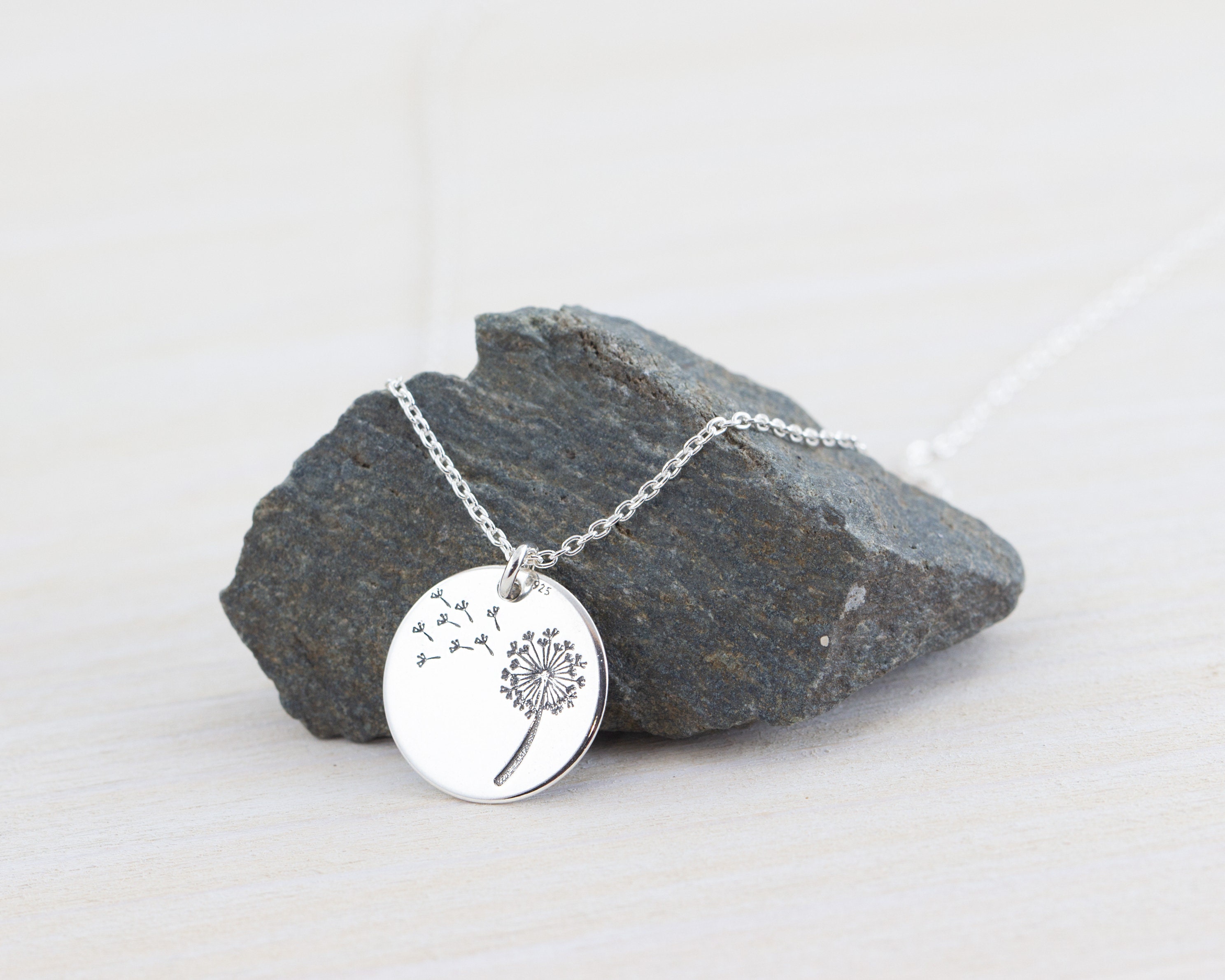 Dandelion Necklace Sterling Silver, Make a Wish Necklace, Delicate ...