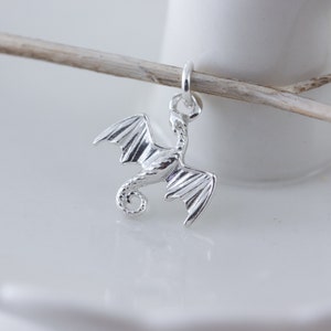 Dragon Pendant, Tiny Dragon Charm, Silver Dragon Pendant, Small Dragon ...