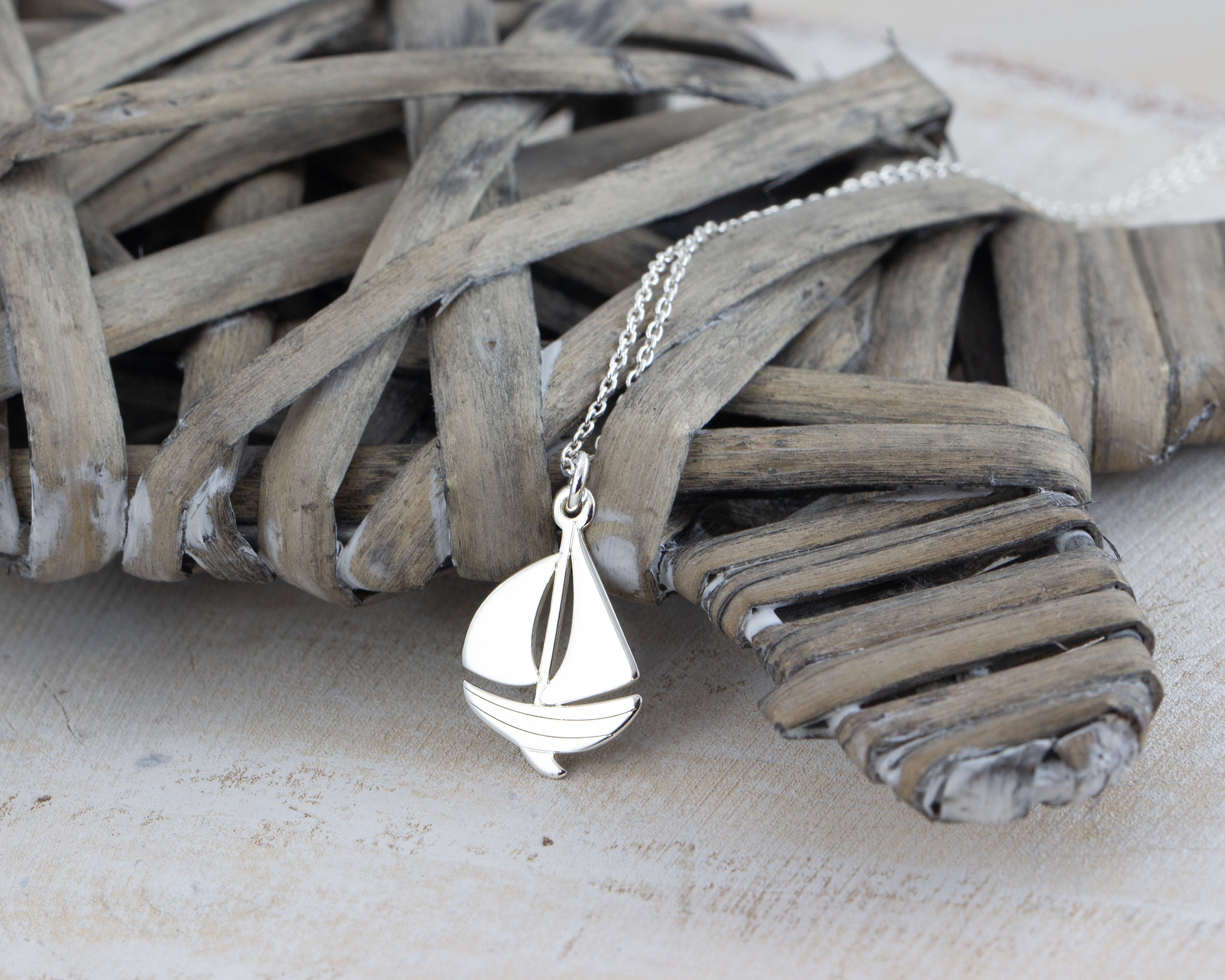 Sailboat Necklace, Sterling Silver Boat Necklace, Sailor Necklace Gift ...
