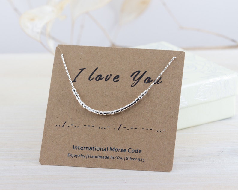 I Love You Morse Code Necklace Sterling Silver Rose Gold Je | Etsy