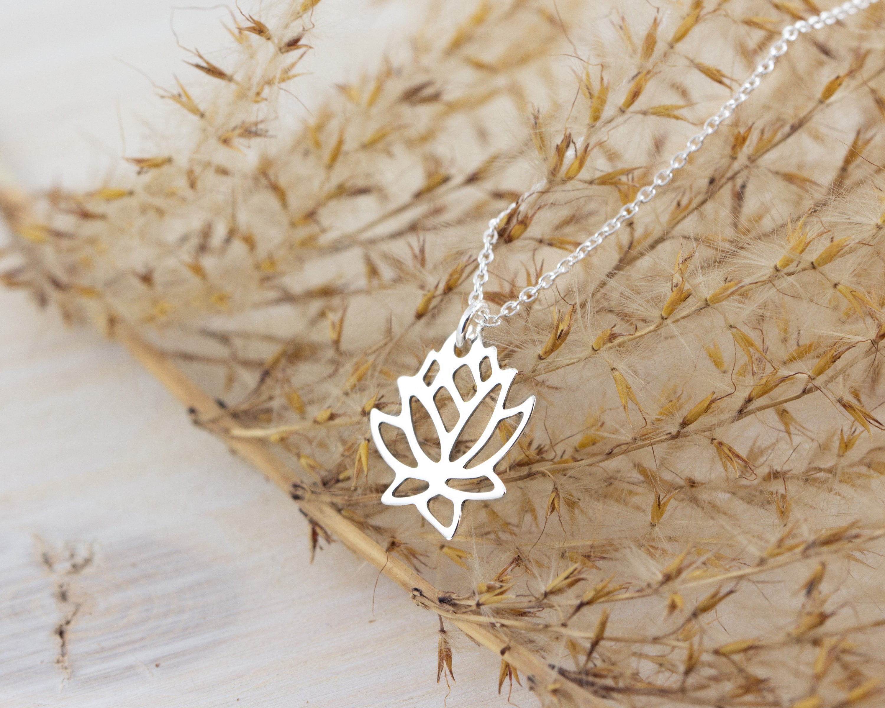 Lotus Necklace Sterling Silver Lotus Flower Pendant Delicate | Etsy