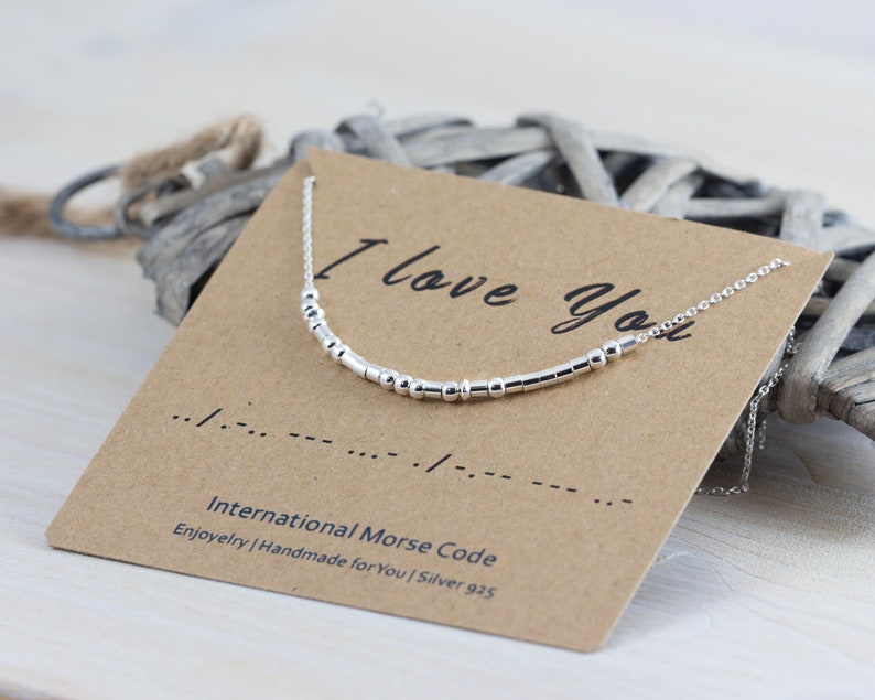 I Love You Morse Code Necklace Sterling Silver Rose Gold Je | Etsy
