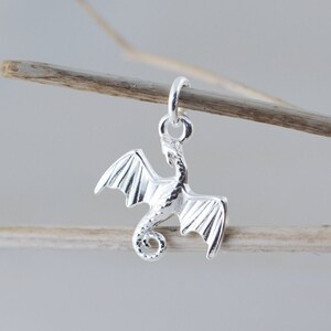 Dragon Pendant, Tiny Dragon Charm, Silver Dragon Pendant, Small Dragon ...