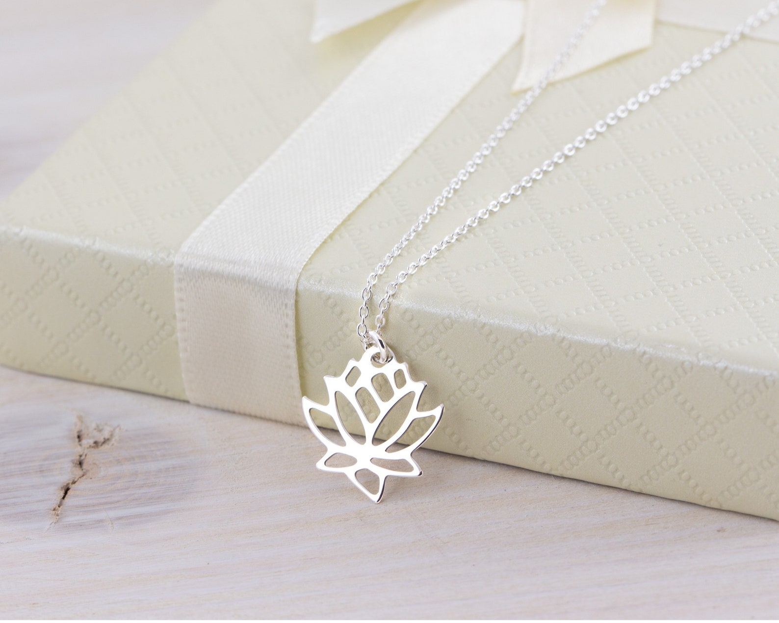 Lotus Necklace, Sterling Silver Lotus Flower Pendant, Delicate Silver ...