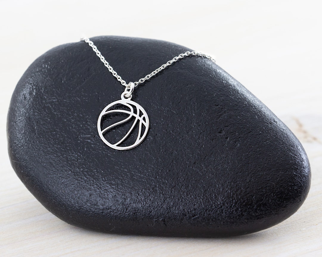 Basketball Necklace, Sterling Silver Sports Ball Necklace, Sports ...