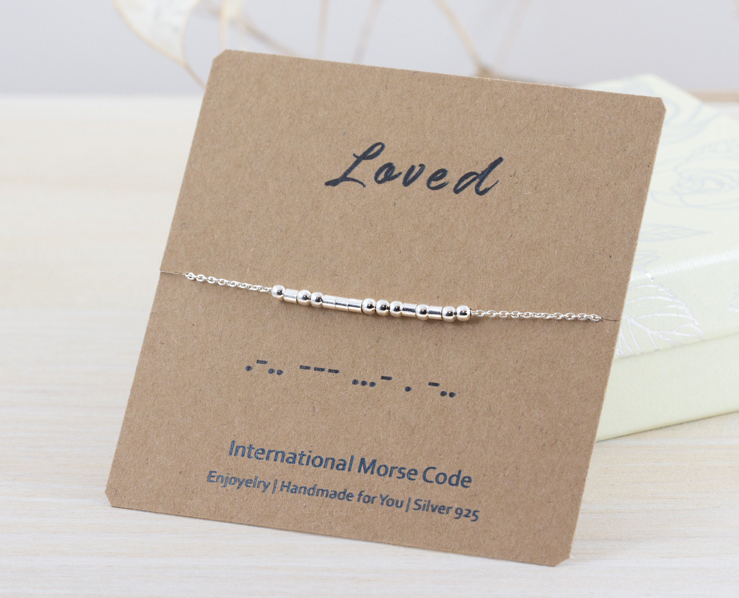 Morse Code Bracelet Loved Sterling Silver Personalized | Etsy