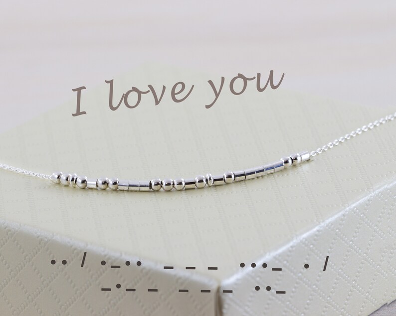 I Love You Morse Code Necklace Sterling Silver Rose Gold Je - Etsy