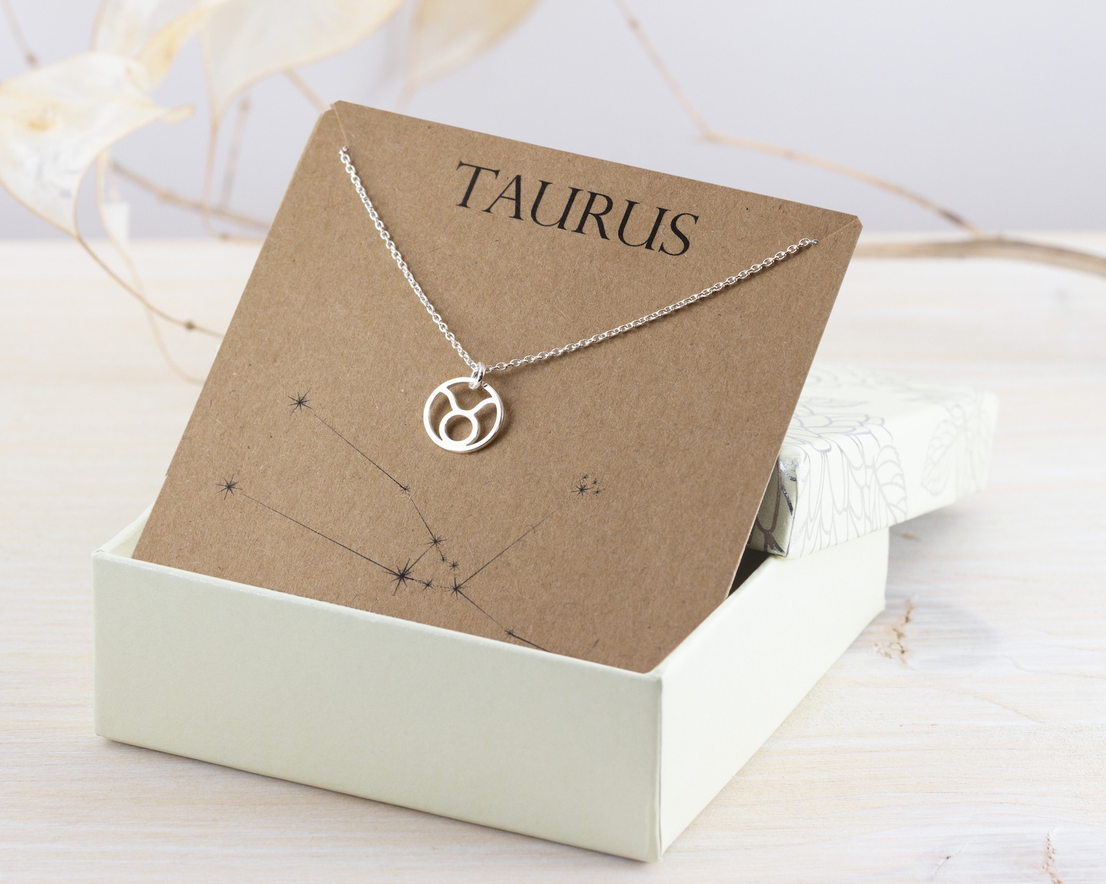 Taurus Necklace Sterling Silver Zodiac Necklace Taurus | Etsy